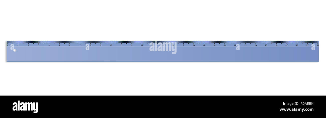 Digital illustration of a blue plastic ruler isolated Stock Photo - Alamy