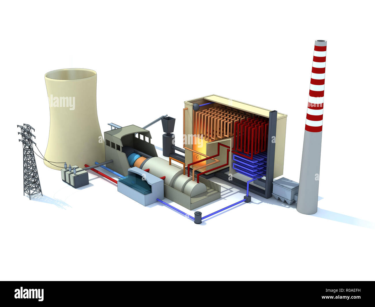 3d rendering of a thermal power plant inked Stock Photo - Alamy