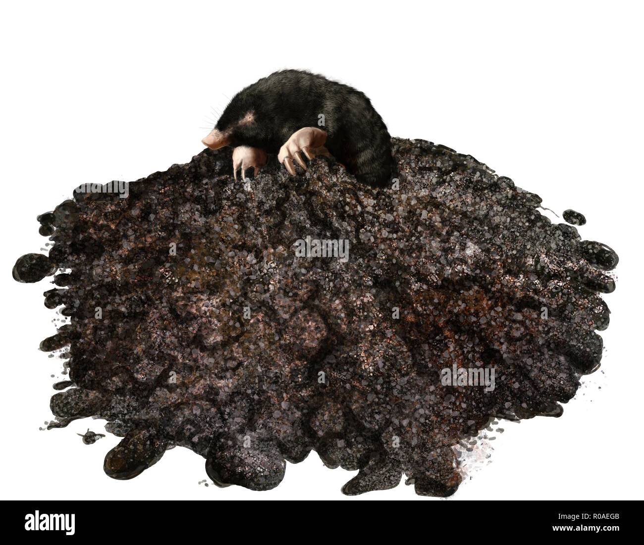 Digital illustration of mole in his molehill Stock Photo - Alamy