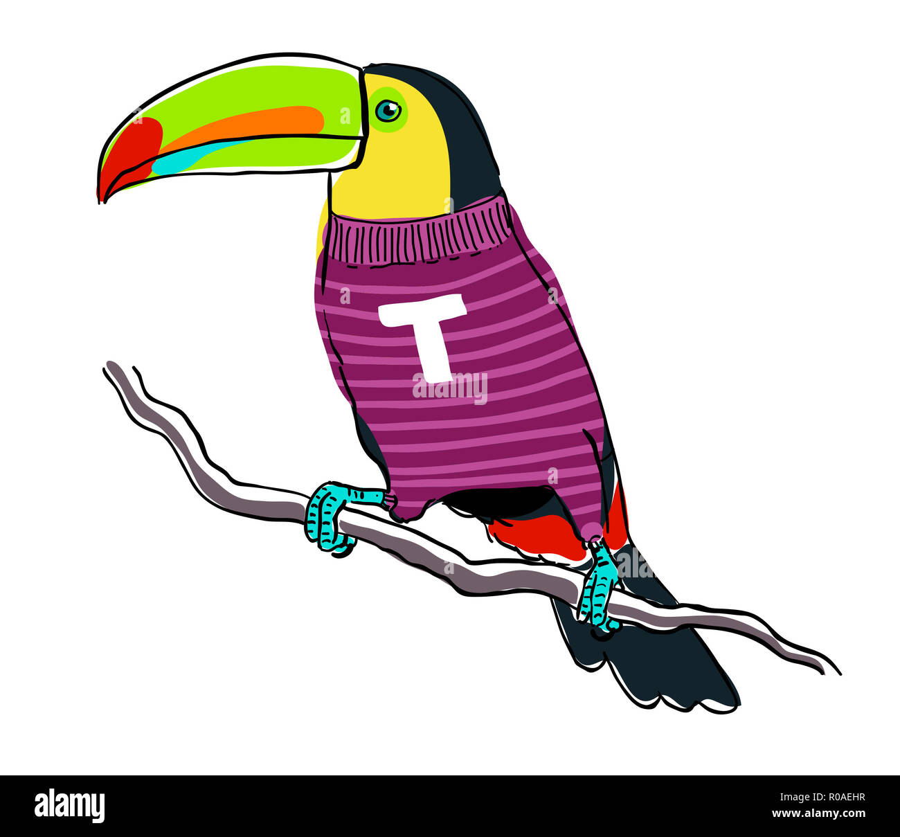 Digital sketch of a dressed toucan Stock Photo - Alamy