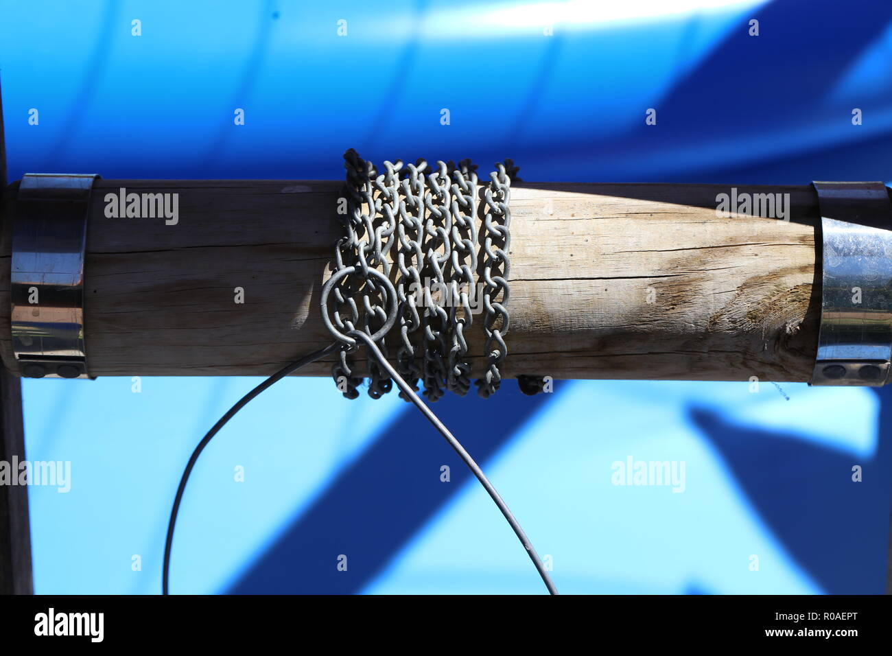 Indoor well with collar and metal chain Stock Photo - Alamy