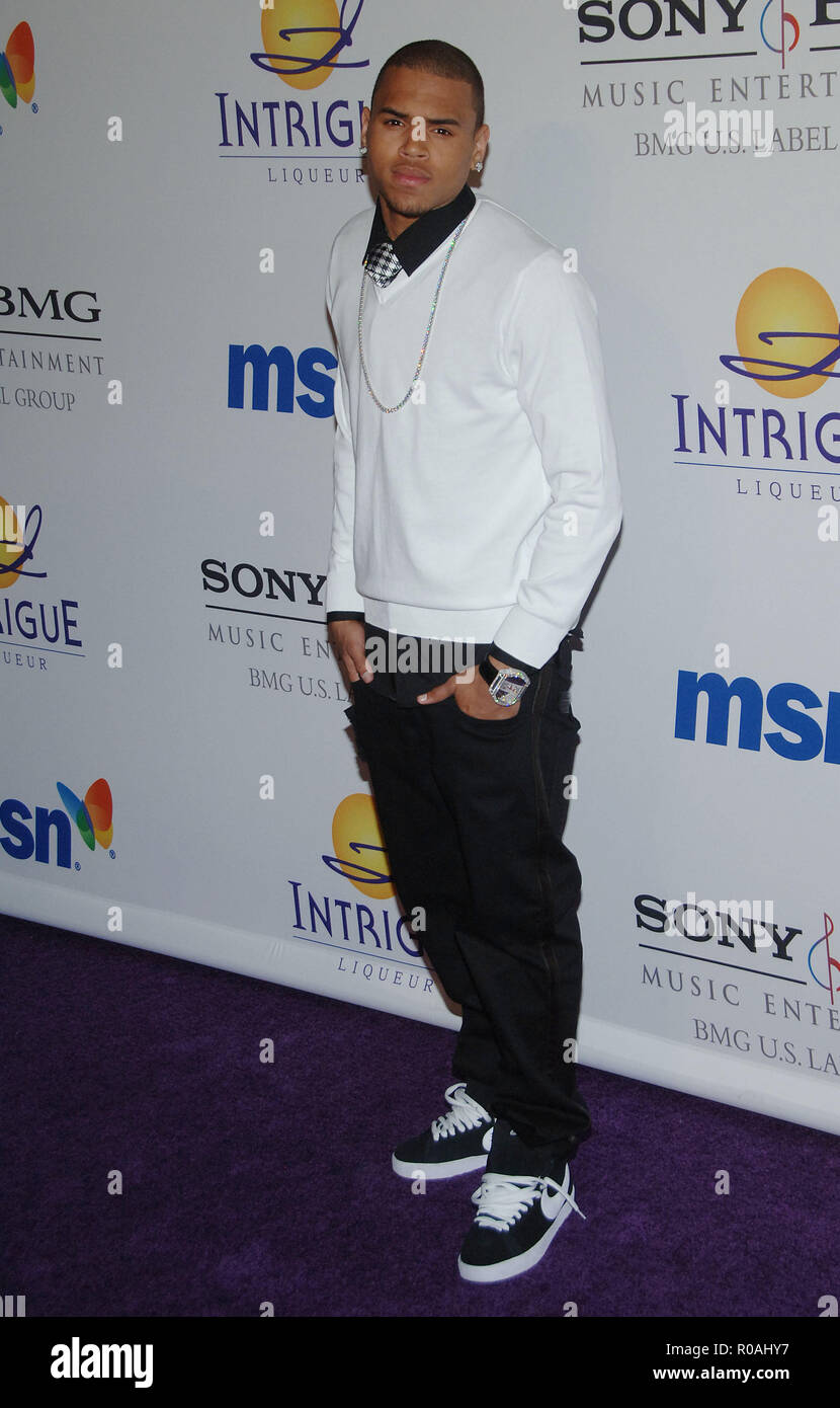 Chris Brown arriving at the Clive Davis Pre-Grammy Party aat the ...