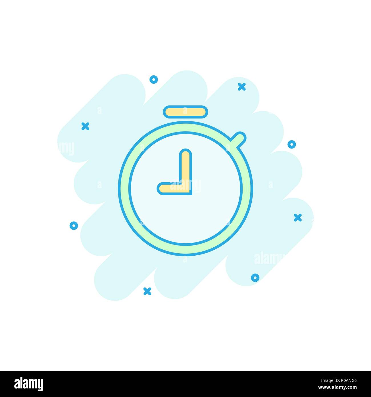 Vector cartoon clock timer icon in comic style. Time alarm concept ...
