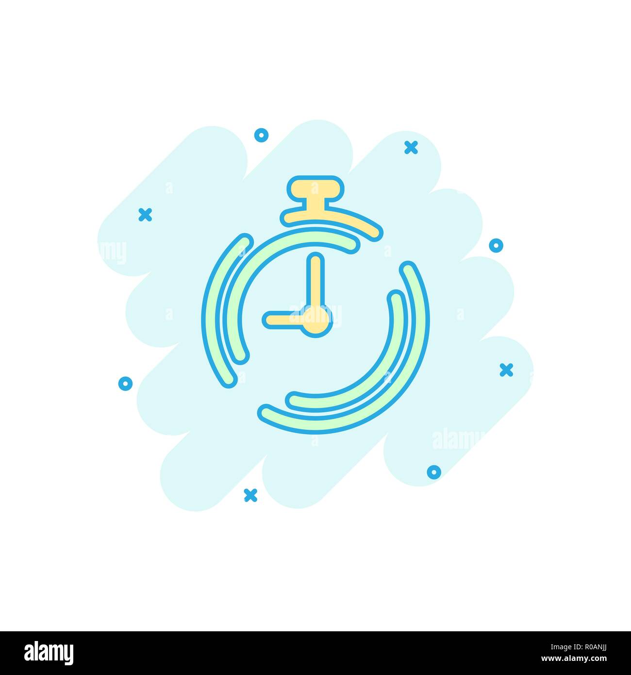 Vector cartoon clock timer icon in comic style. Time alarm concept ...
