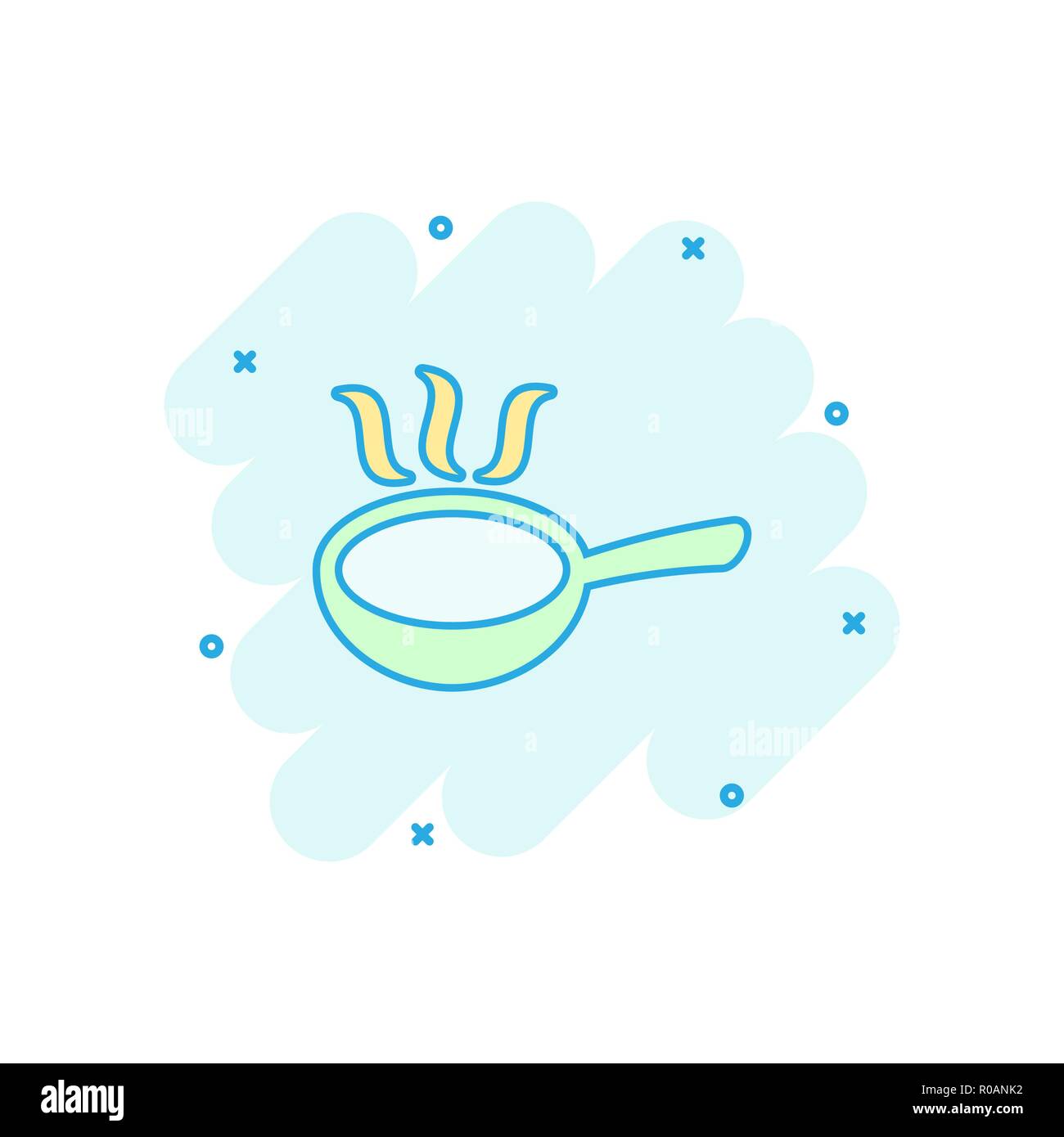 Vector cartoon frying pan icon in comic style. Cooking pan concept ...
