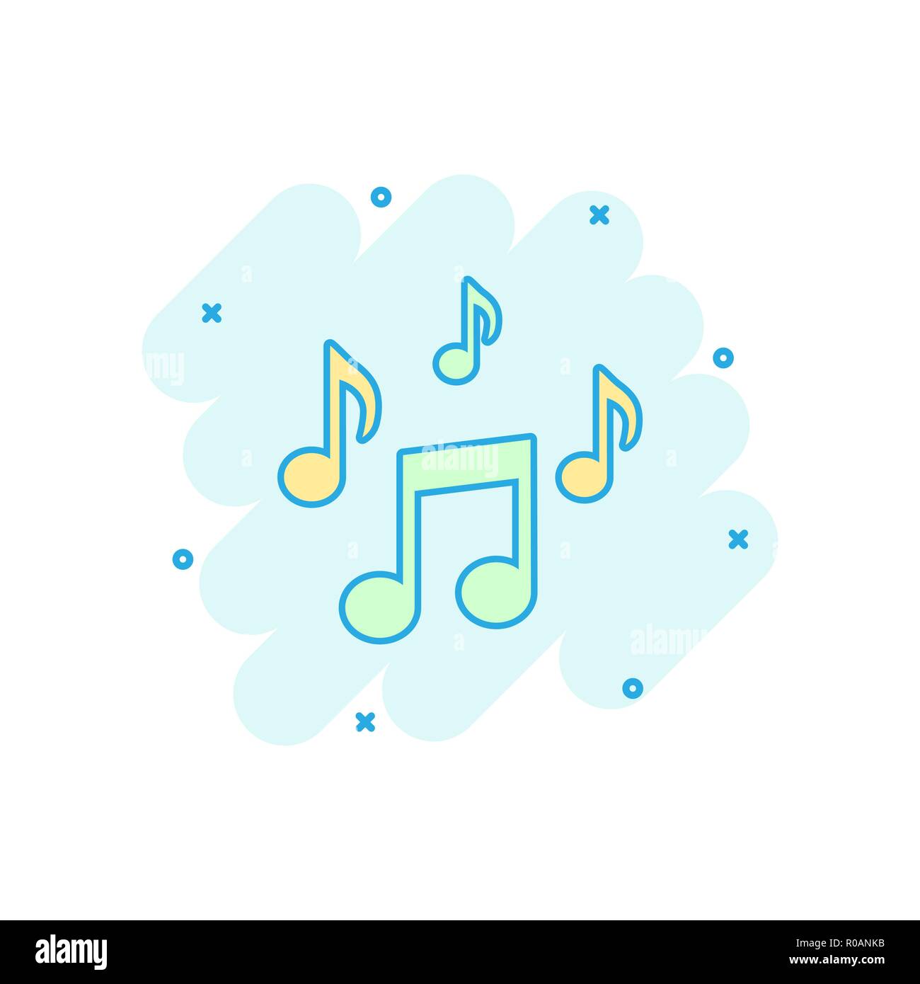 Vector cartoon music note icon in comic style. Sound media concept ...