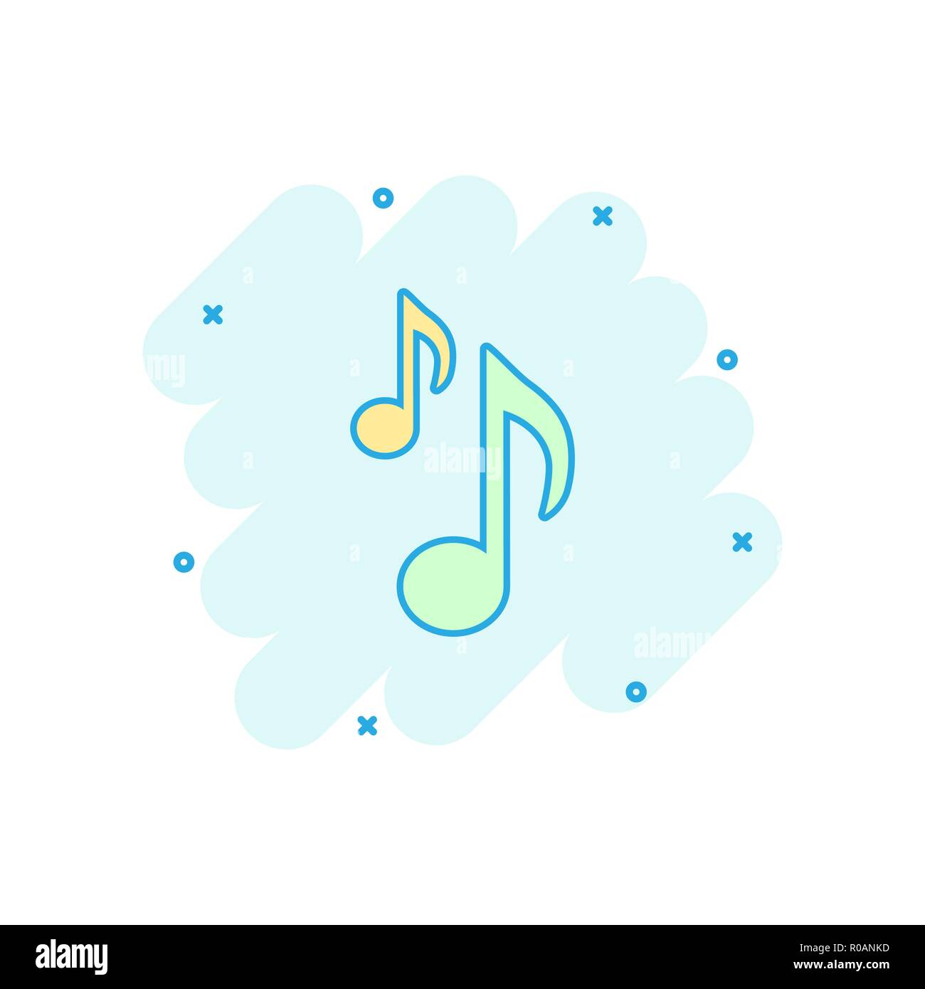 Vector cartoon music note icon in comic style. Sound media concept ...