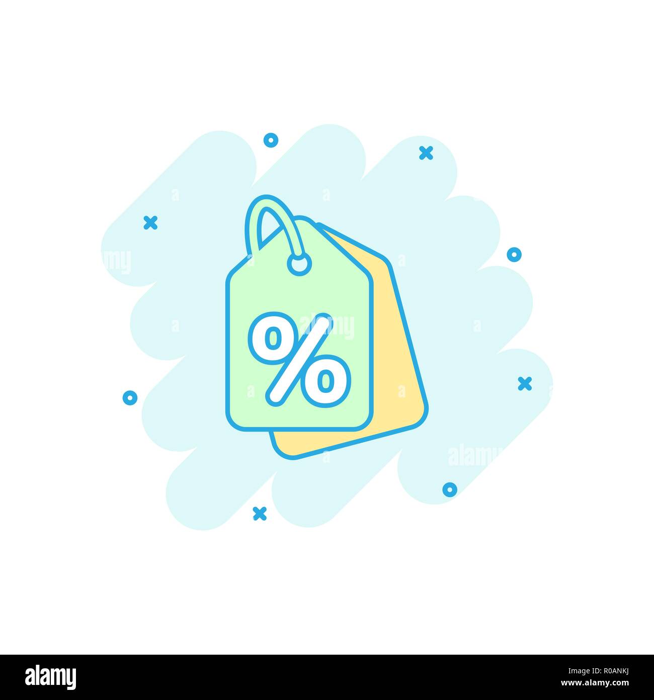 Vector cartoon discount shopping tag icon in comic style. Discount ...