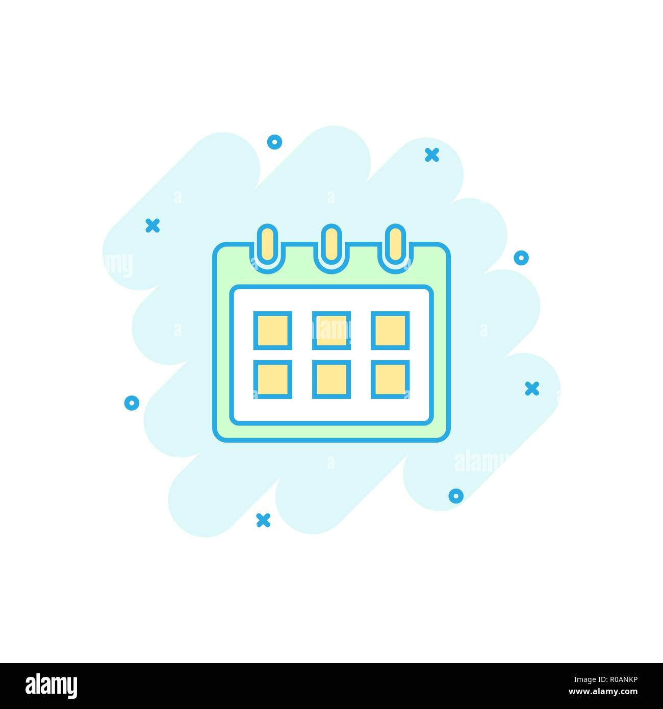Vector cartoon calendar icon in comic style. Reminder agenda sign ...