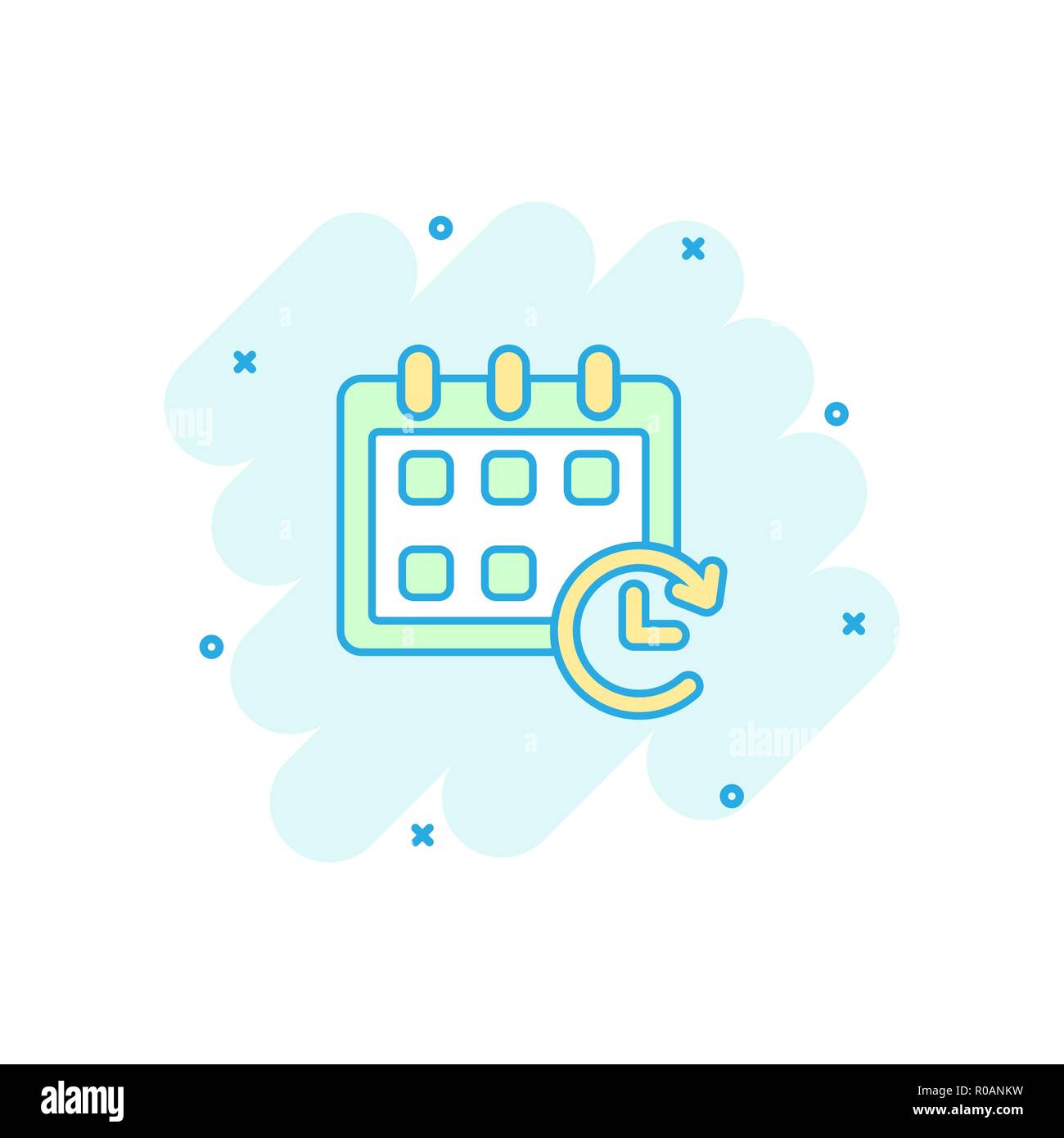 Vector cartoon calendar icon in comic style. Reminder agenda sign ...