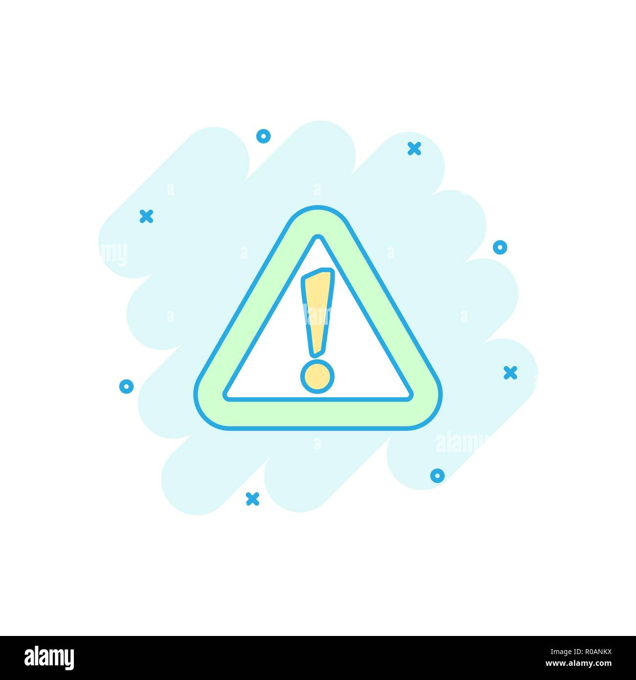 Vector cartoon danger icon in comic style. Attention caution sign ...