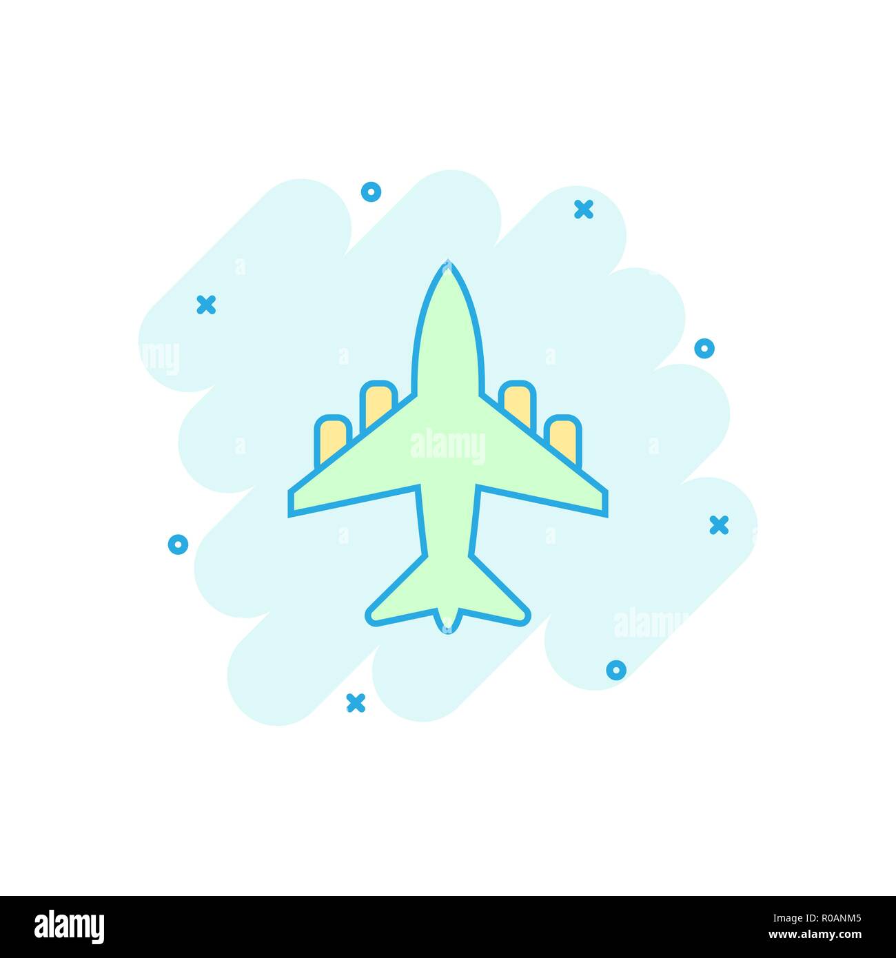 Vector cartoon airplane icon in comic style. Airport plane sign ...