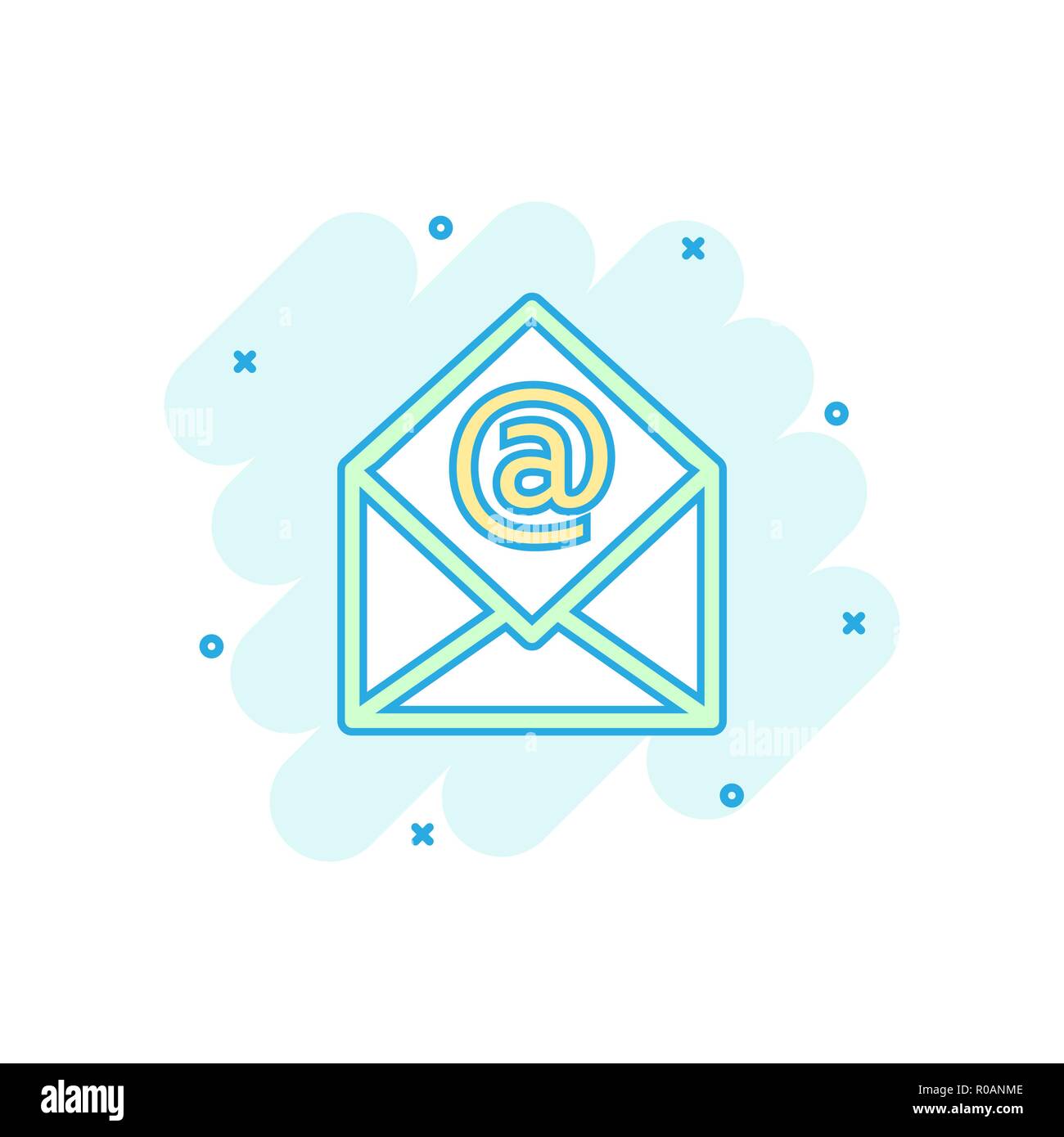 Vector cartoon mail envelope icon in comic style. Email sign ...