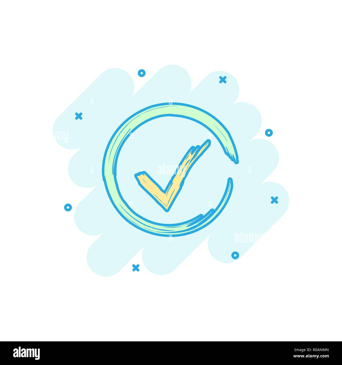Vector cartoon check marks ok icon in comic style. Accept sign ...