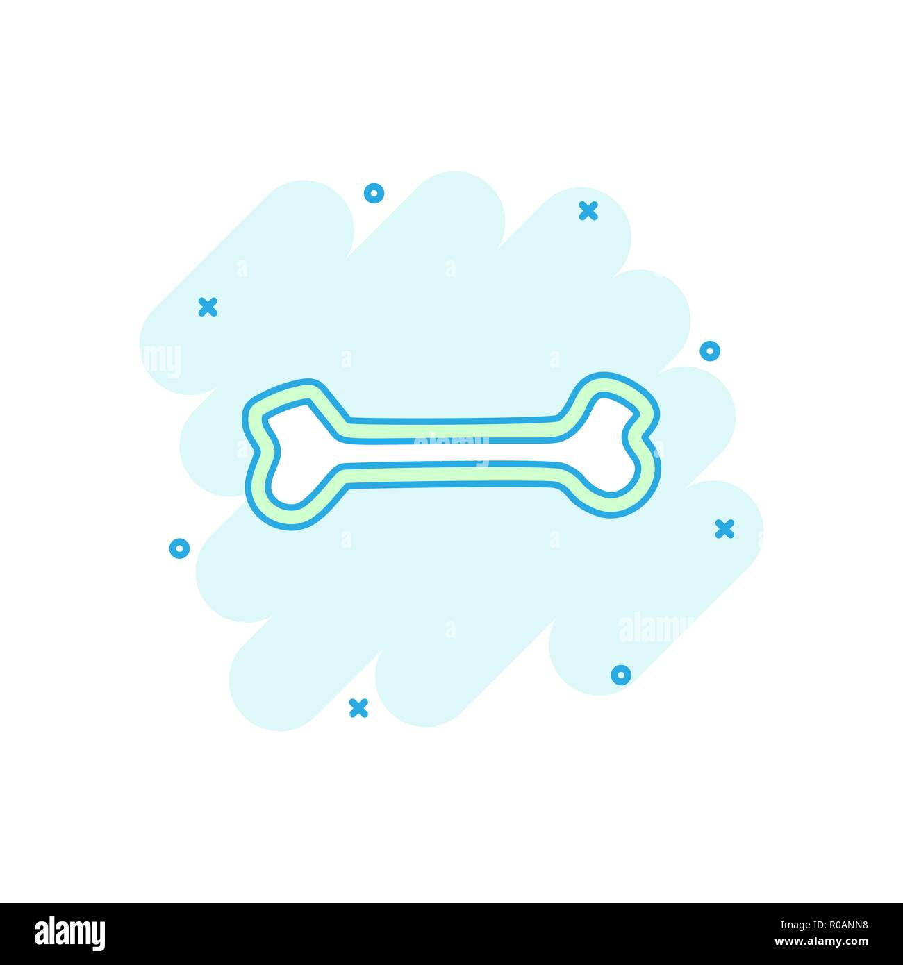 Vector cartoon dog bone toy icon in comic style. Bone sign illustration ...