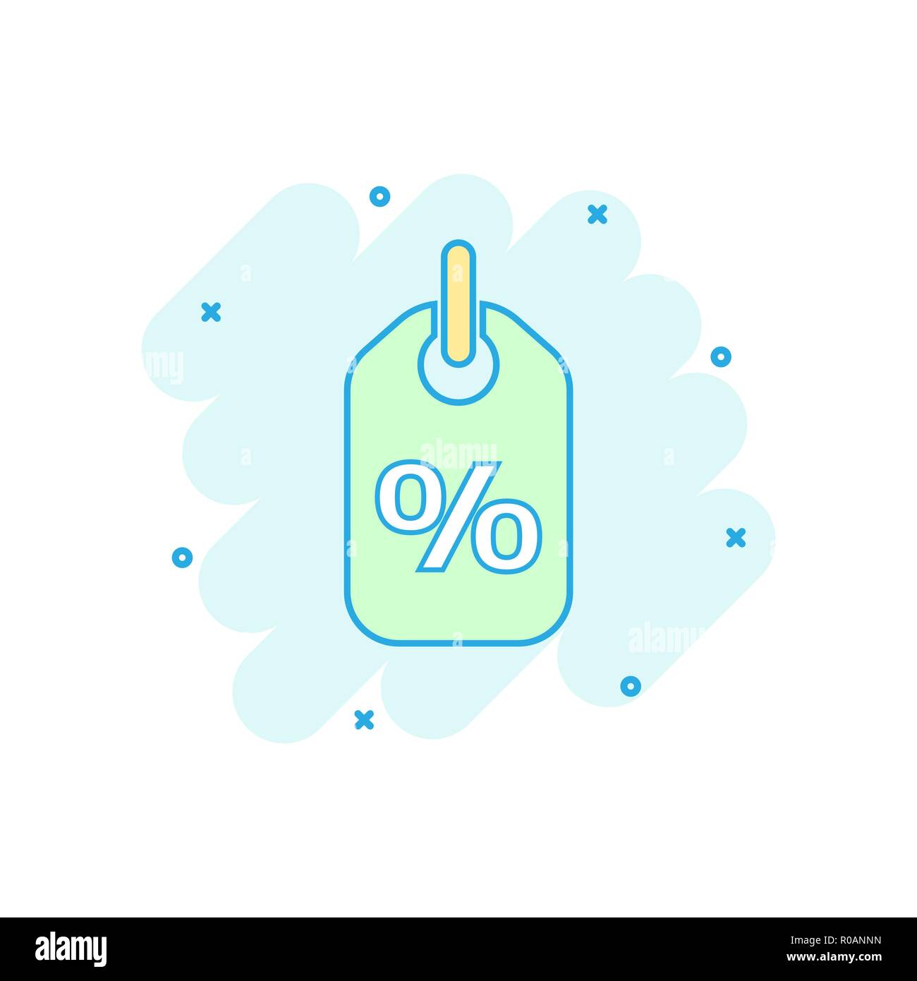 Vector cartoon discount percent tag icon in comic style. Price sale ...