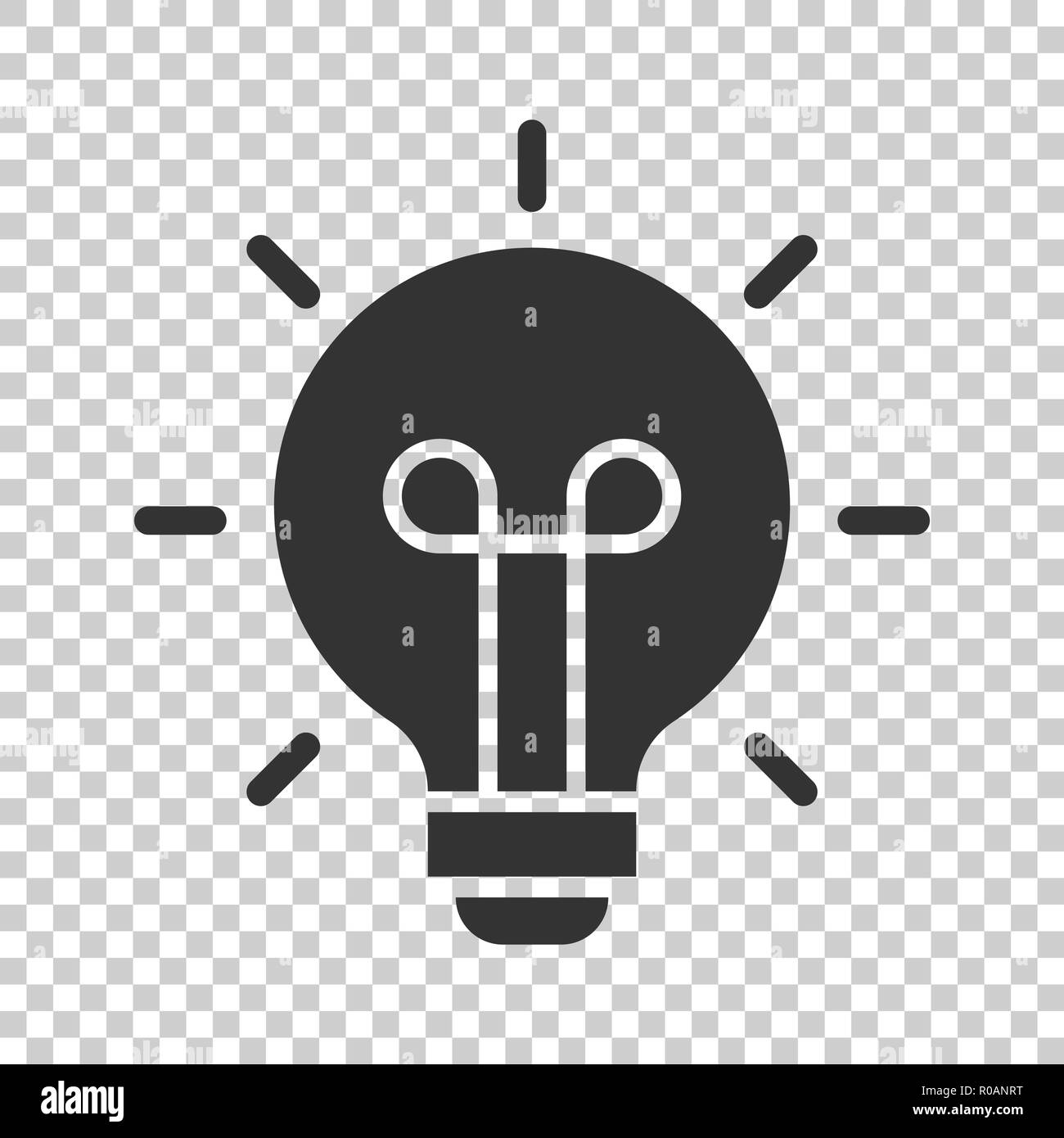 Light bulb icon in flat style. Lightbulb vector illustration on isolated background. Lamp idea ...