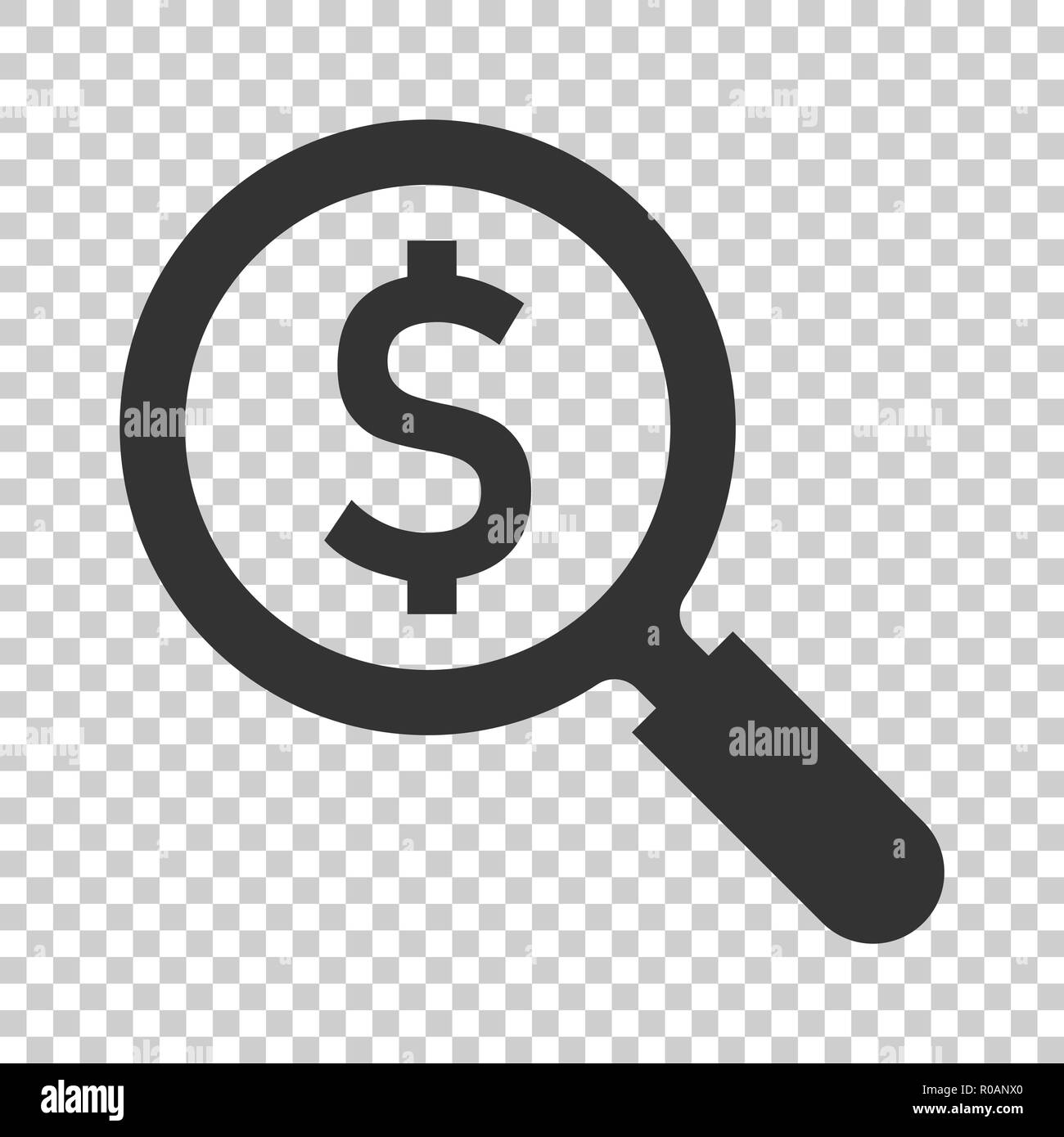 Magnify glass with dollar sign icon in flat style. Loupe, money vector ...