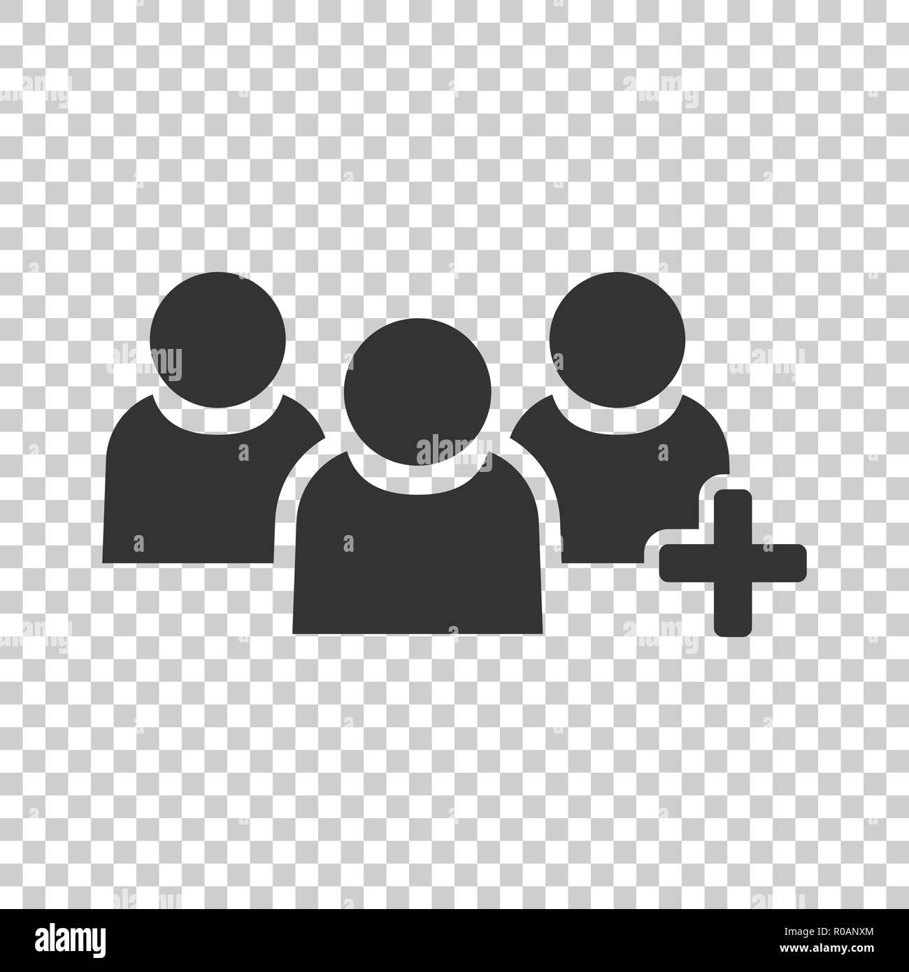 People communication user profile icon in flat style. People with plus ...