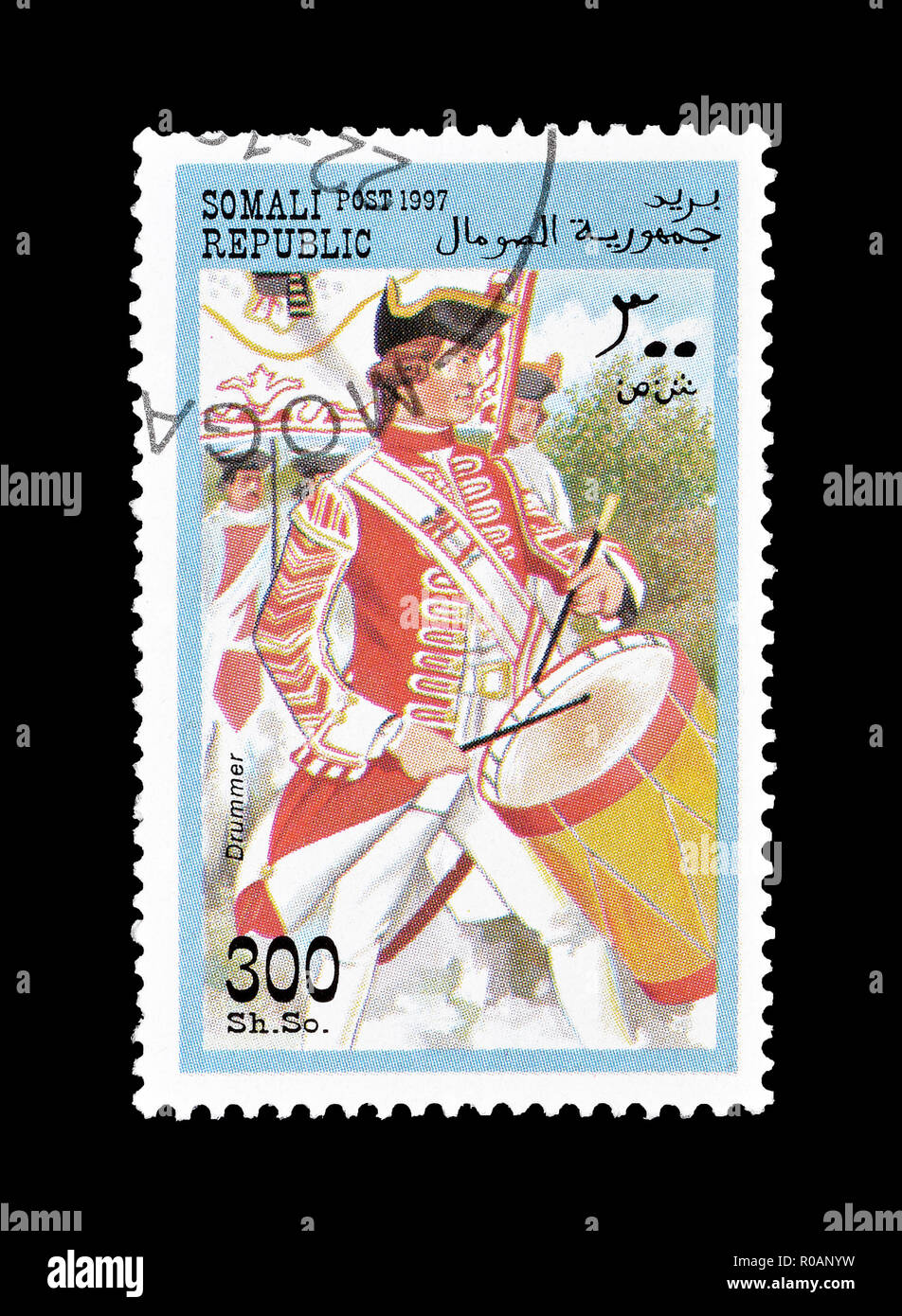 Cancelled postage stamp printed by Somali Republic, that shows Drummer ...