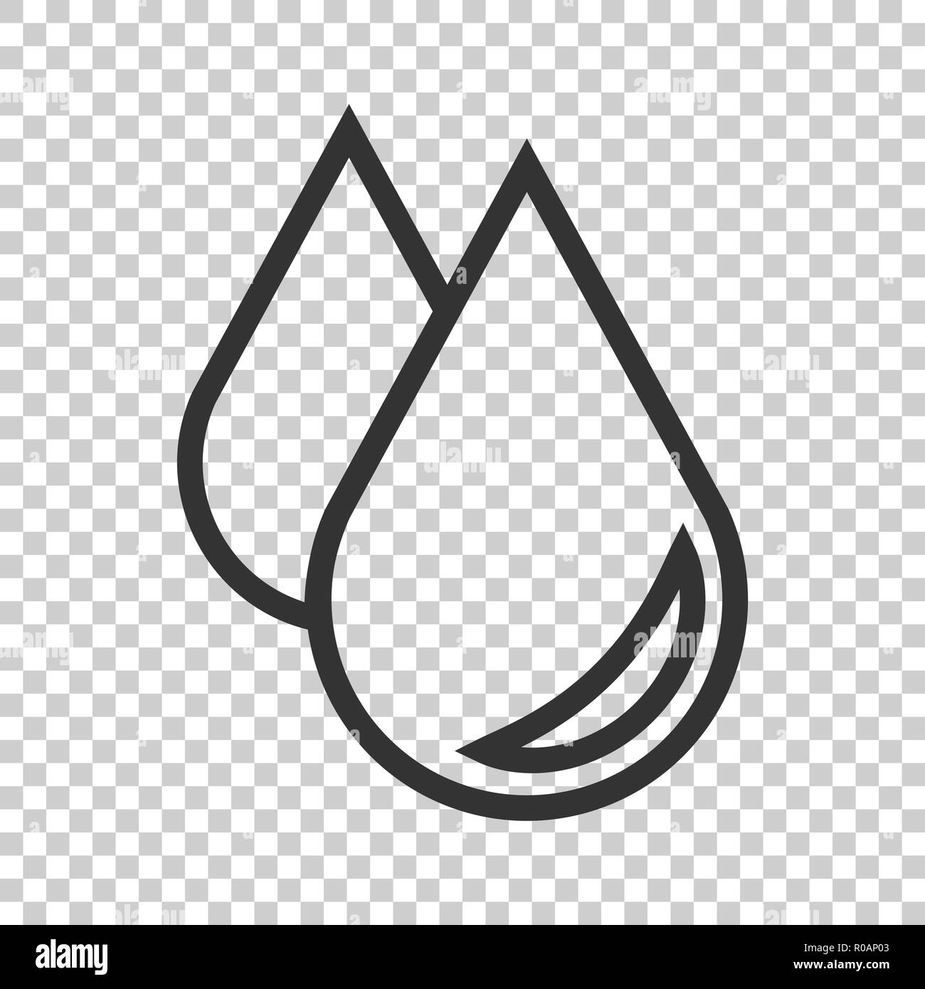 Water drop icon in flat style. Raindrop vector illustration on isolated ...