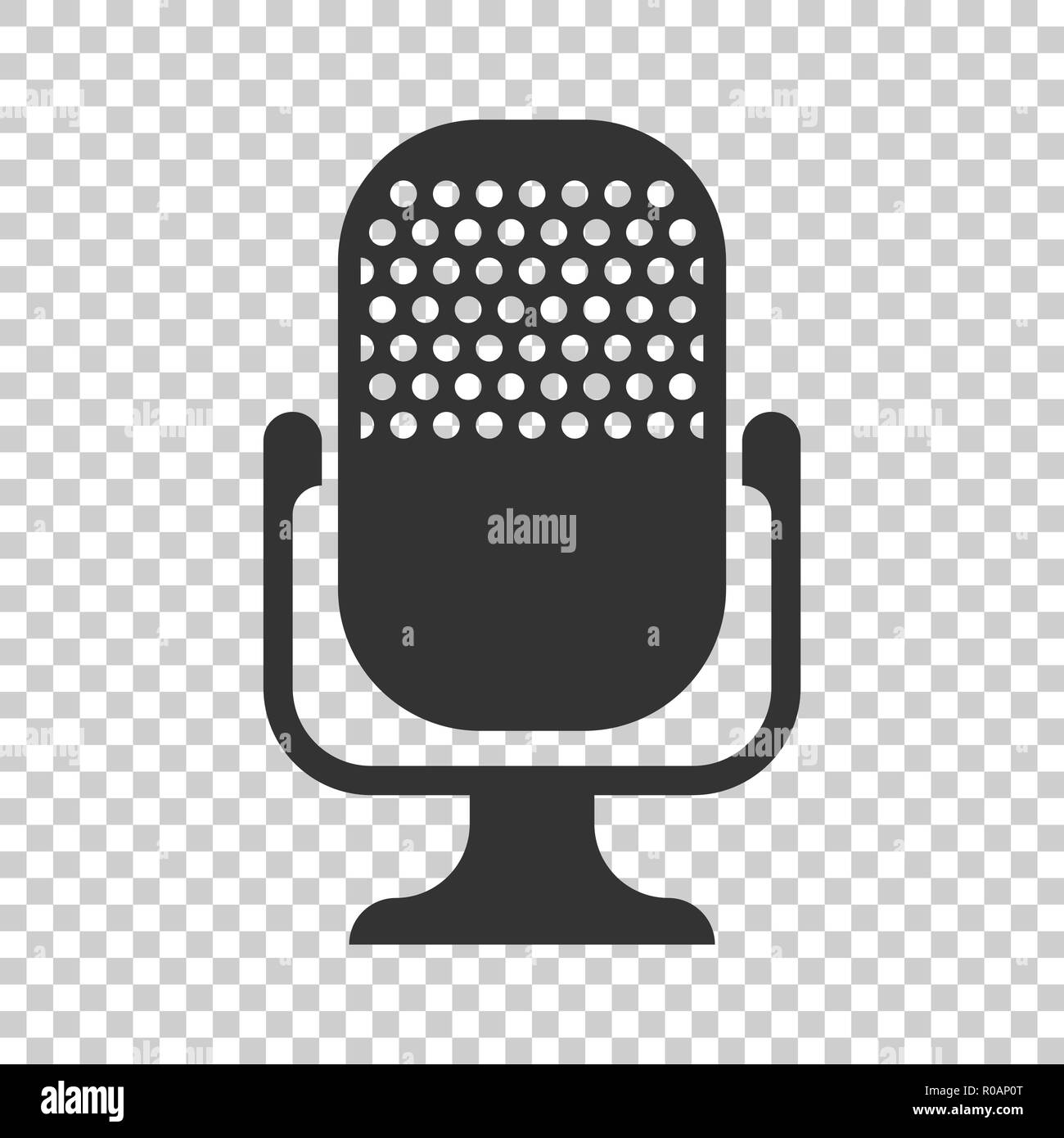 Microphone icon in flat style. Mic broadcast vector illustration on ...