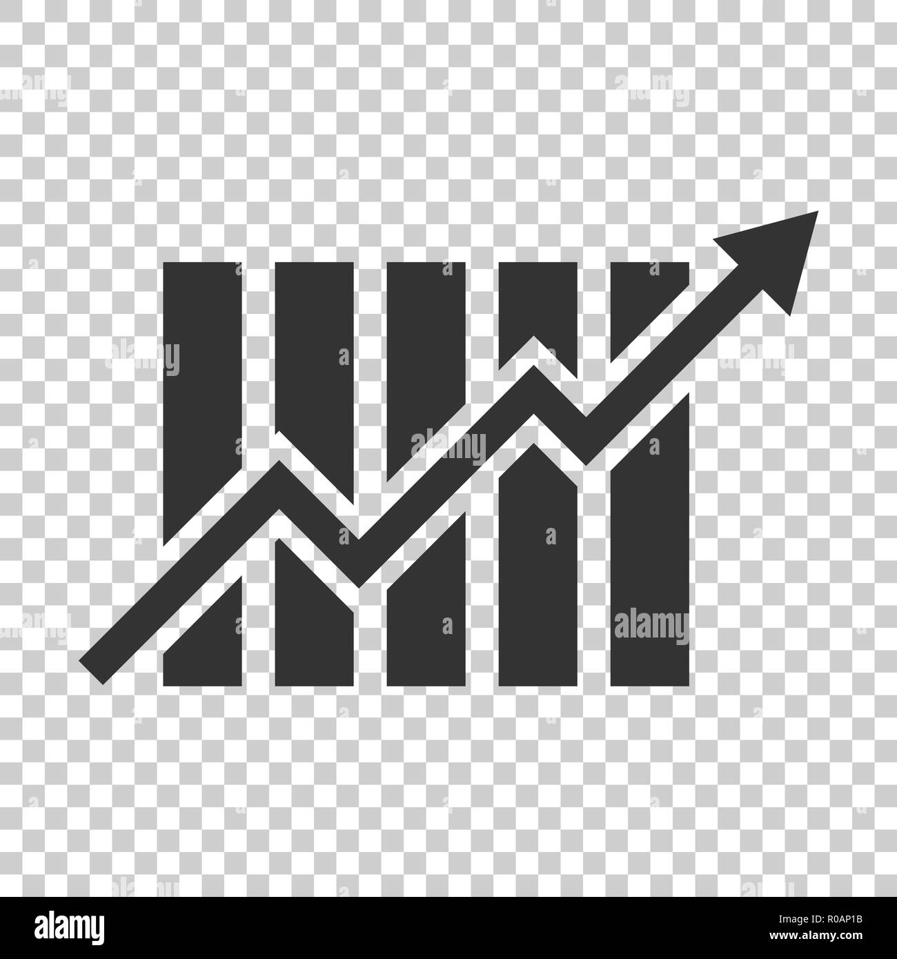 Growing bar graph icon in flat style. Increase arrow vector ...
