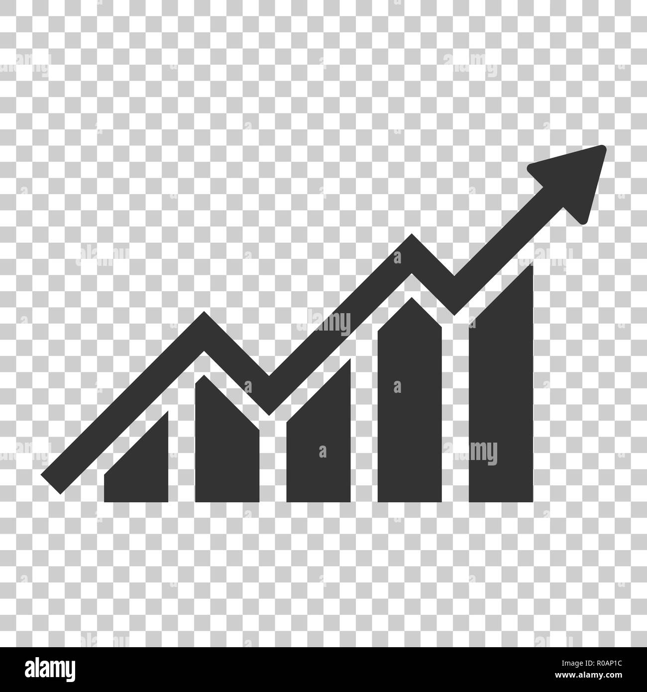 Growing bar graph icon in flat style. Increase arrow vector ...
