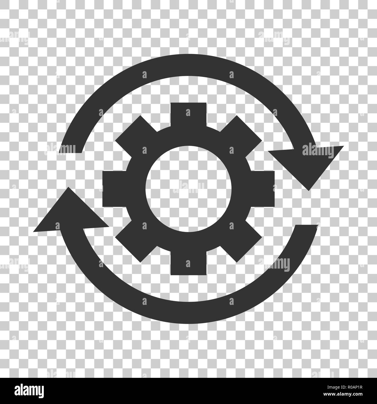 Workflow process icon in flat style. Gear cog wheel with arrows vector ...