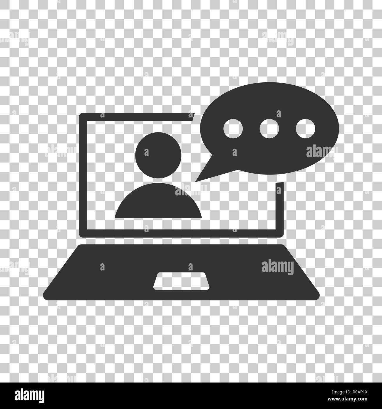 Online training process icon in flat style. Webinar seminar vector ...