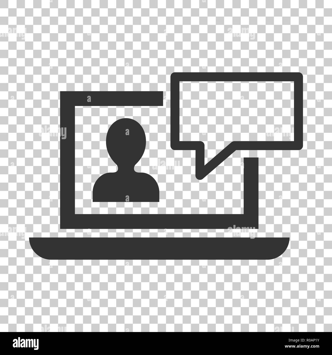 Online training process icon in flat style. Webinar seminar vector ...