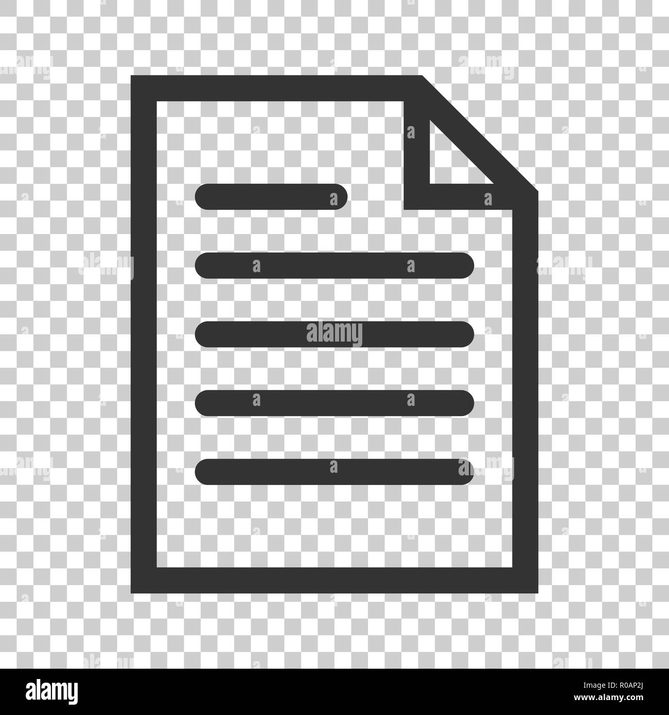 Document note icon in flat style. Paper sheet vector illustration on ...