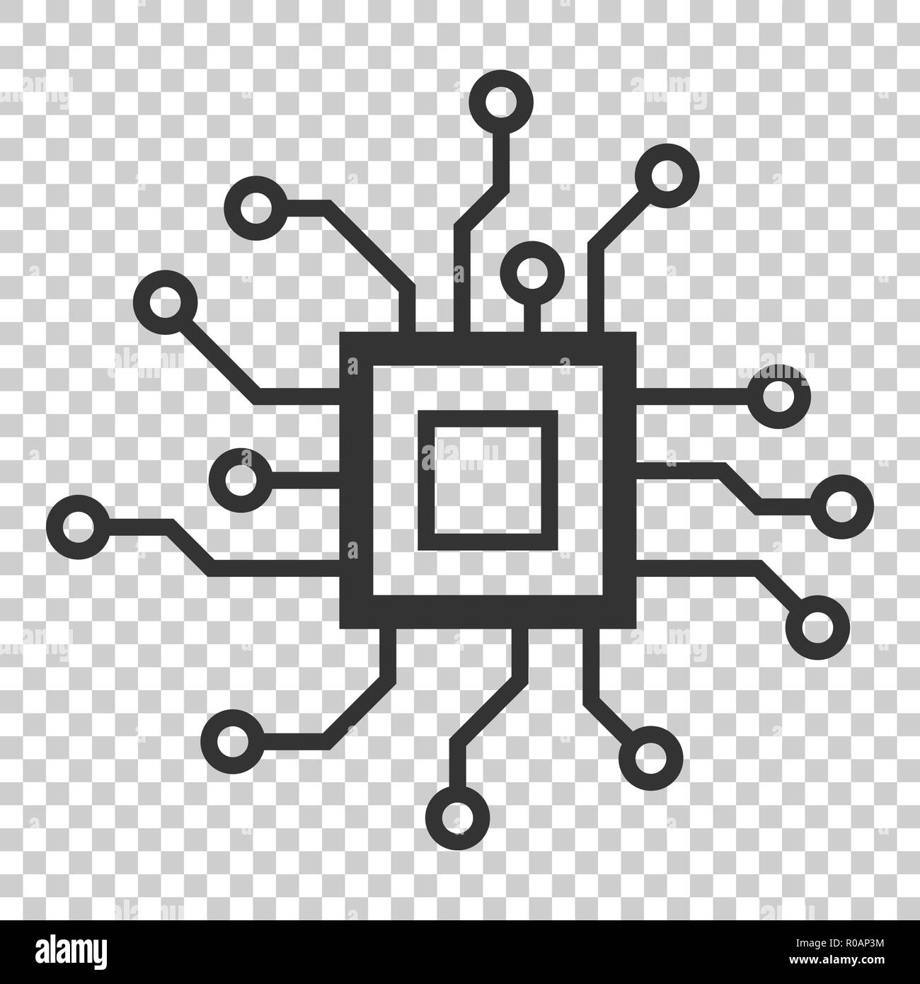 Circuit Board Icon In Flat Style Technology Microchip Vector