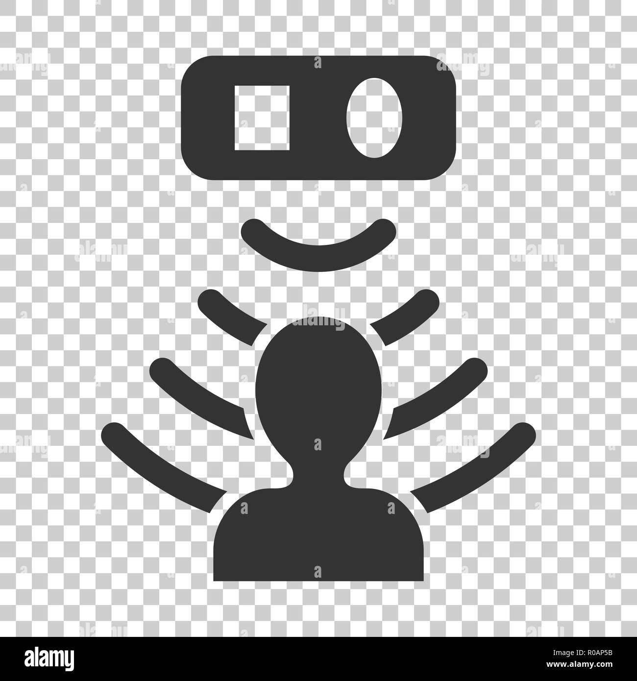 Motion sensor icon in flat style. Sensor waves with man vector ...