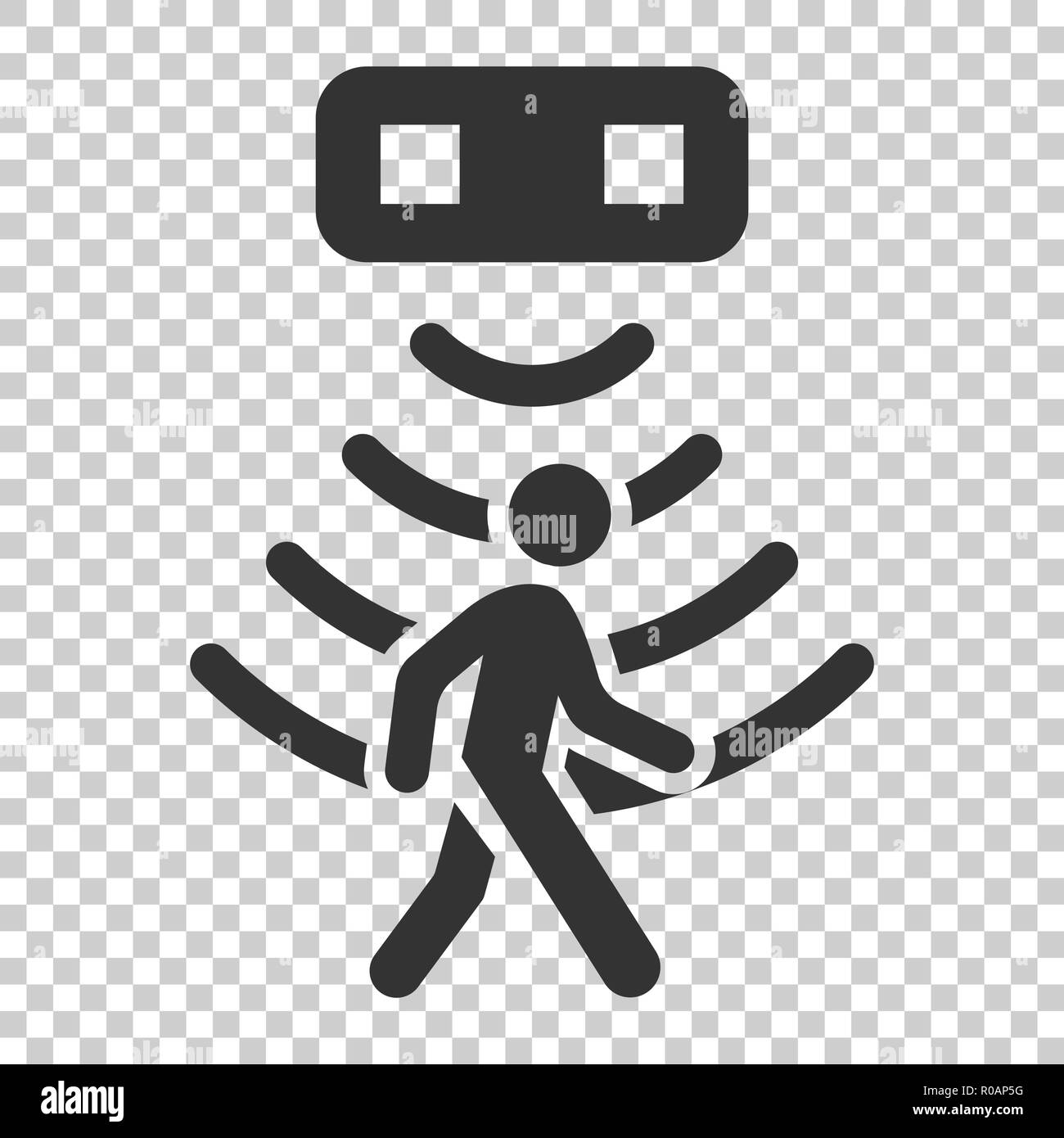 Motion sensor icon in flat style. Sensor waves with man vector ...