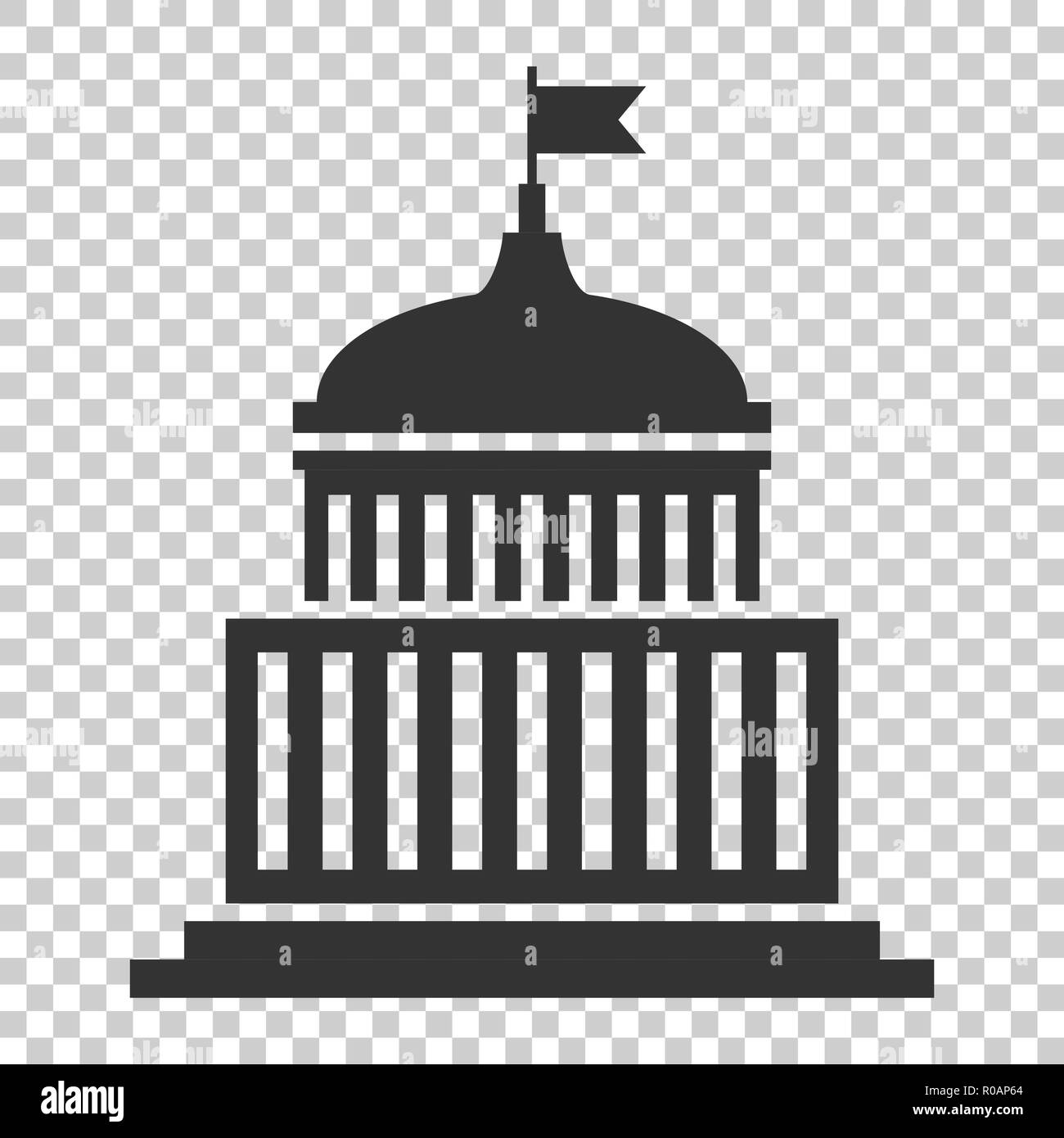 Bank building icon in flat style. Government architecture vector ...