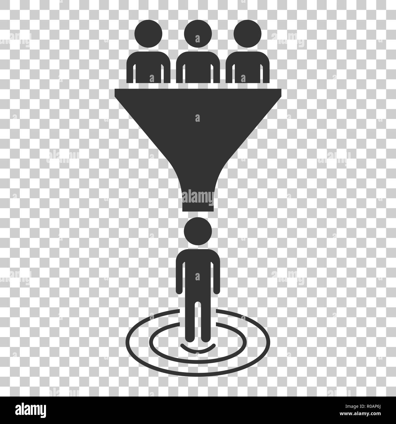 Lead management icon in flat style. Funnel with people vector ...