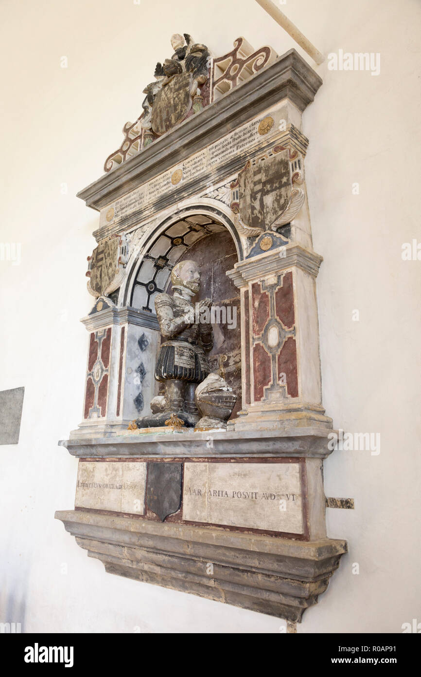 Richard Cornwallis memorial monument in church at Cretingham, Suffolk ...