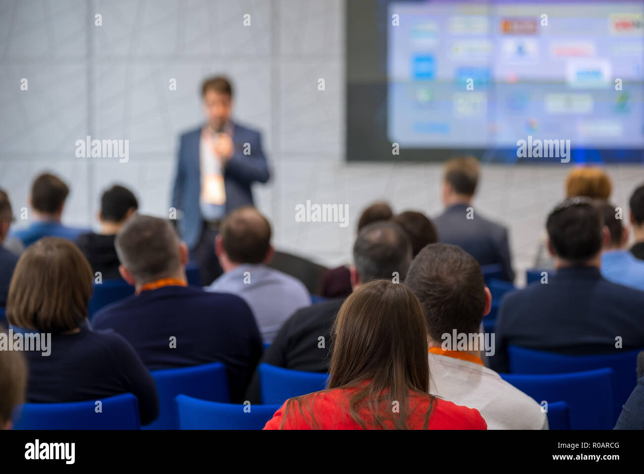People attend business conference in congress hall Stock Photo - Alamy