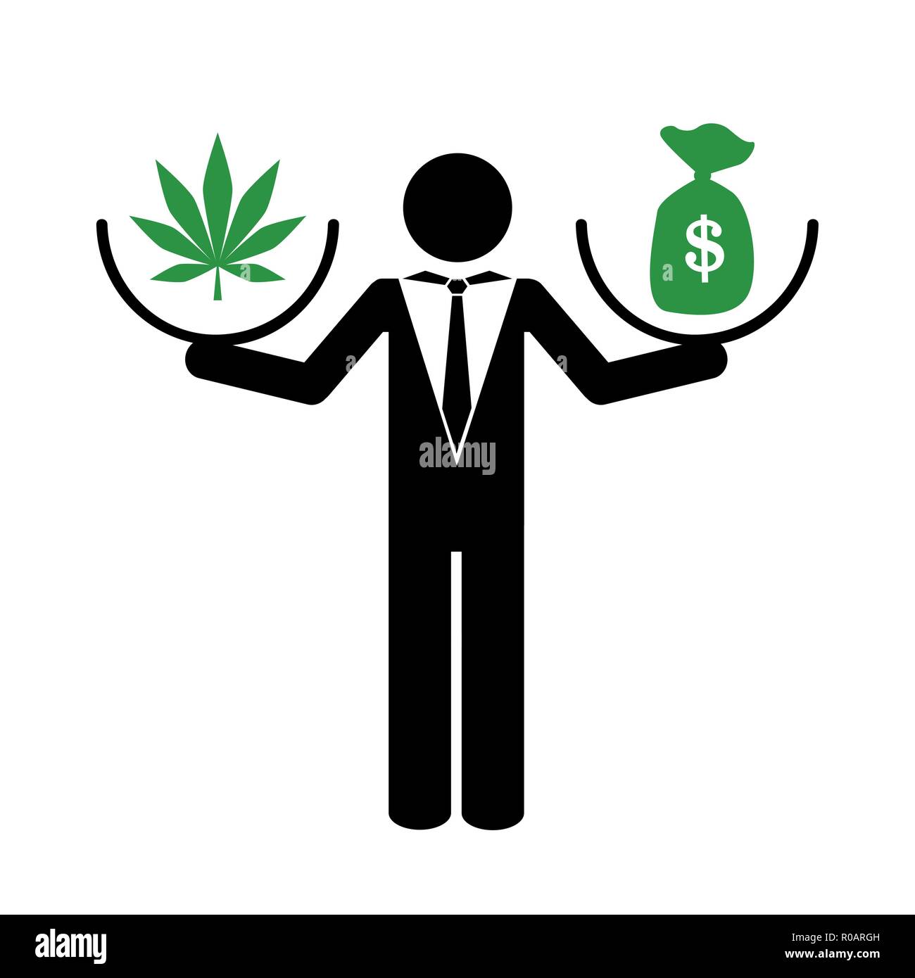 businessman makes money with cannabis pictogram vector illustration ...
