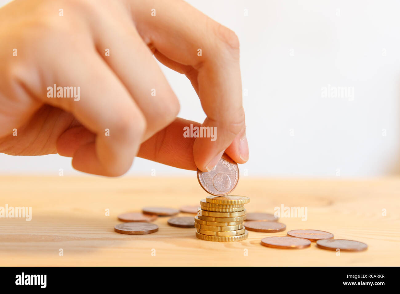 Counting Euro Coins Stock Photo - Alamy