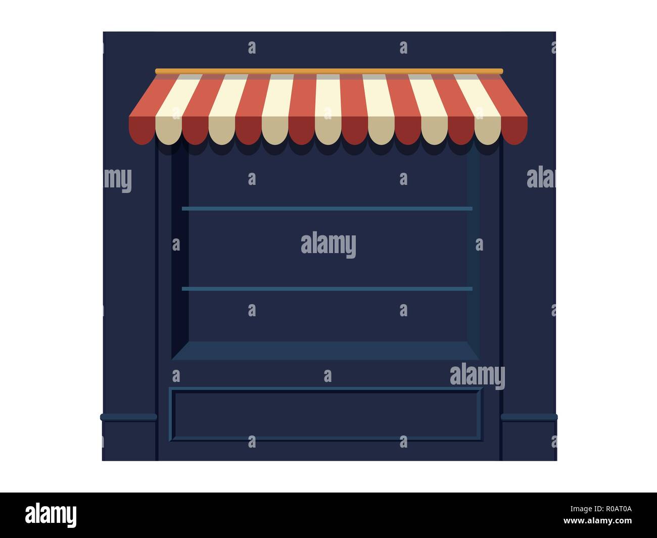 Window Shopping show case wall with awning, vector cartoon object Stock ...