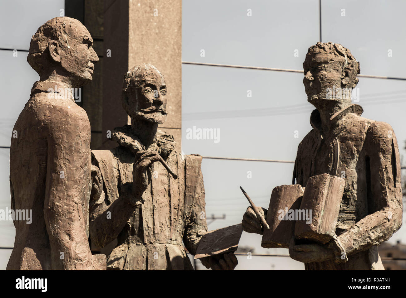 Copper Statue of writer Nikos Kazantzakis, the painter El Greco and ...
