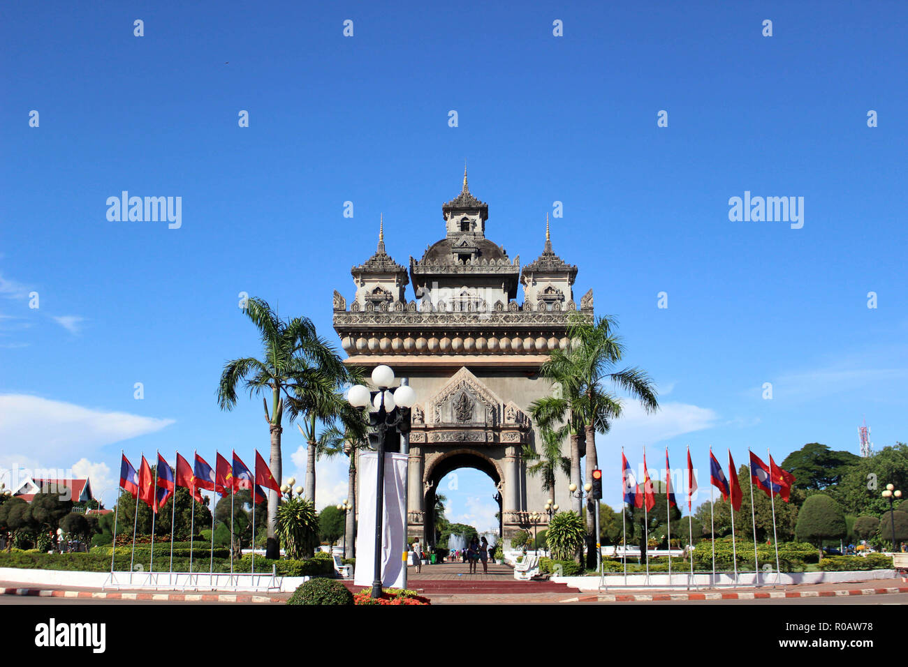 The famous Patuxai of Vientiane, one of the landmarks of the city ...
