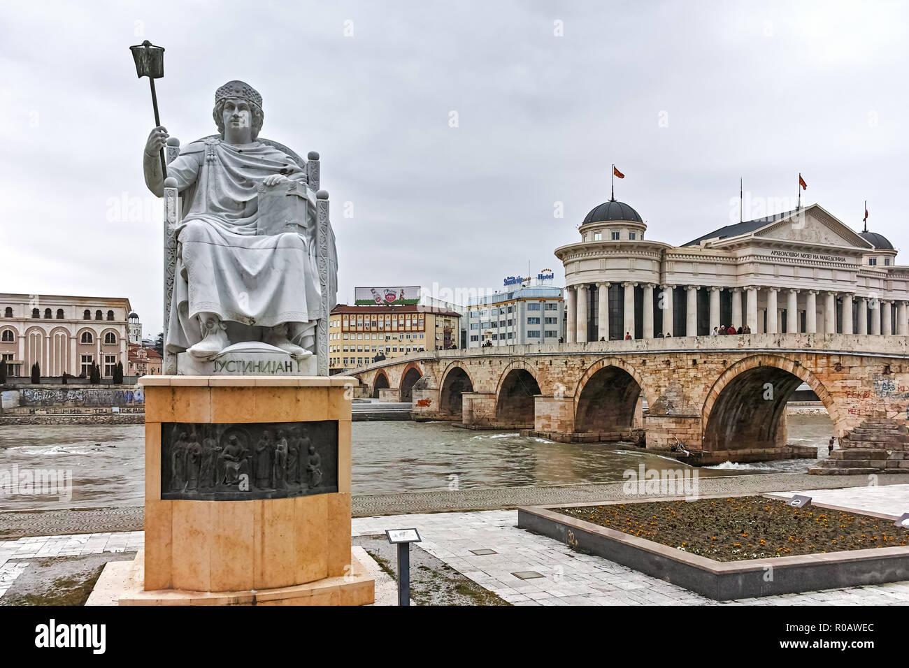 SKOPJE, REPUBLIC OF MACEDONIA - FEBRUARY 24, 2018: Statue of the ...