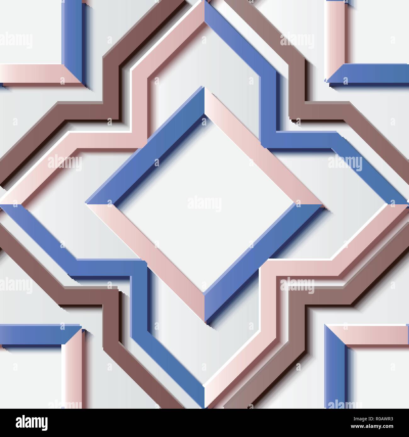 Seamless relief sculpture decoration retro pattern polygon cross colorful frame line geometry ...