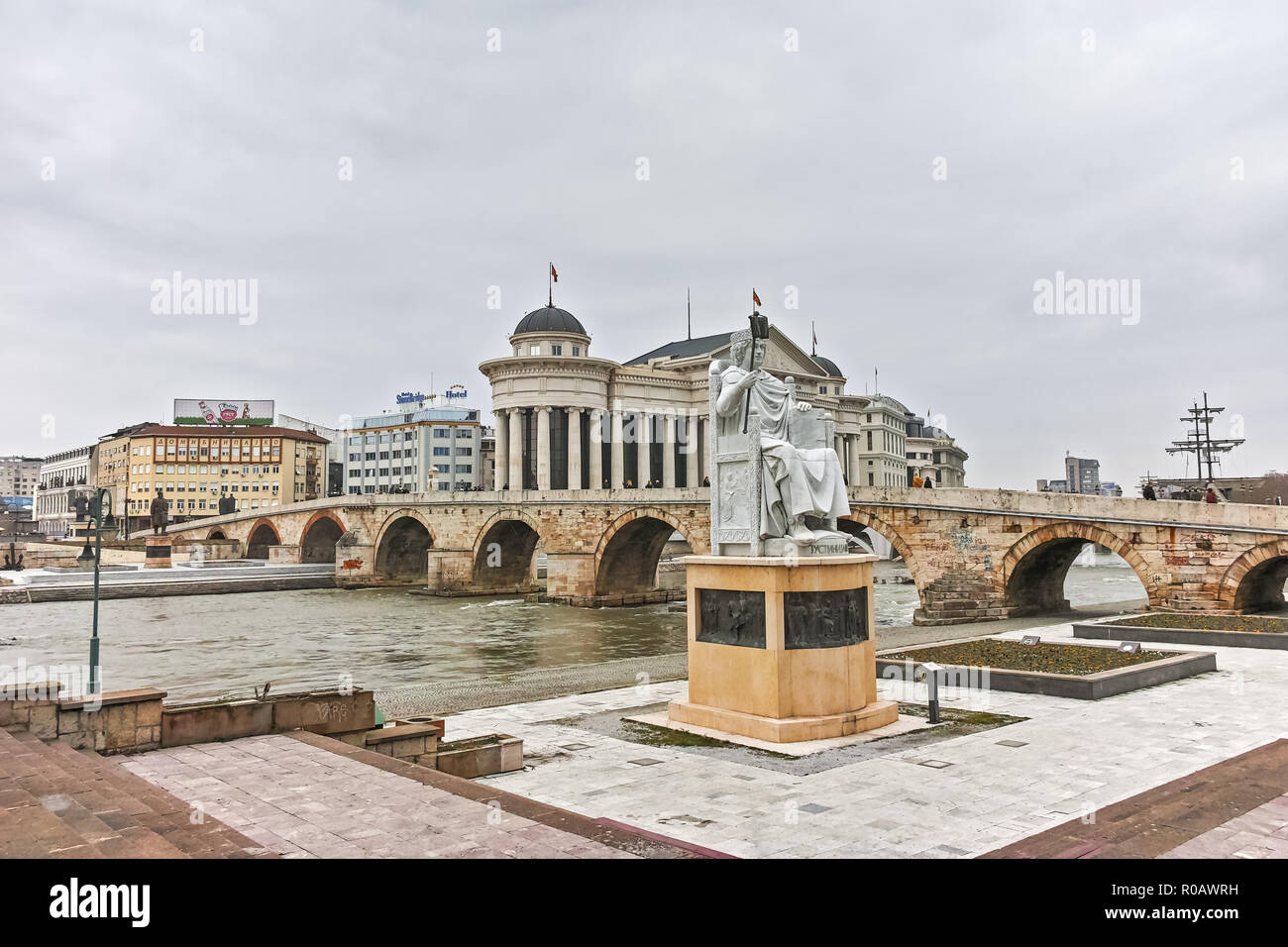 SKOPJE, REPUBLIC OF MACEDONIA - FEBRUARY 24, 2018: Statue of the ...
