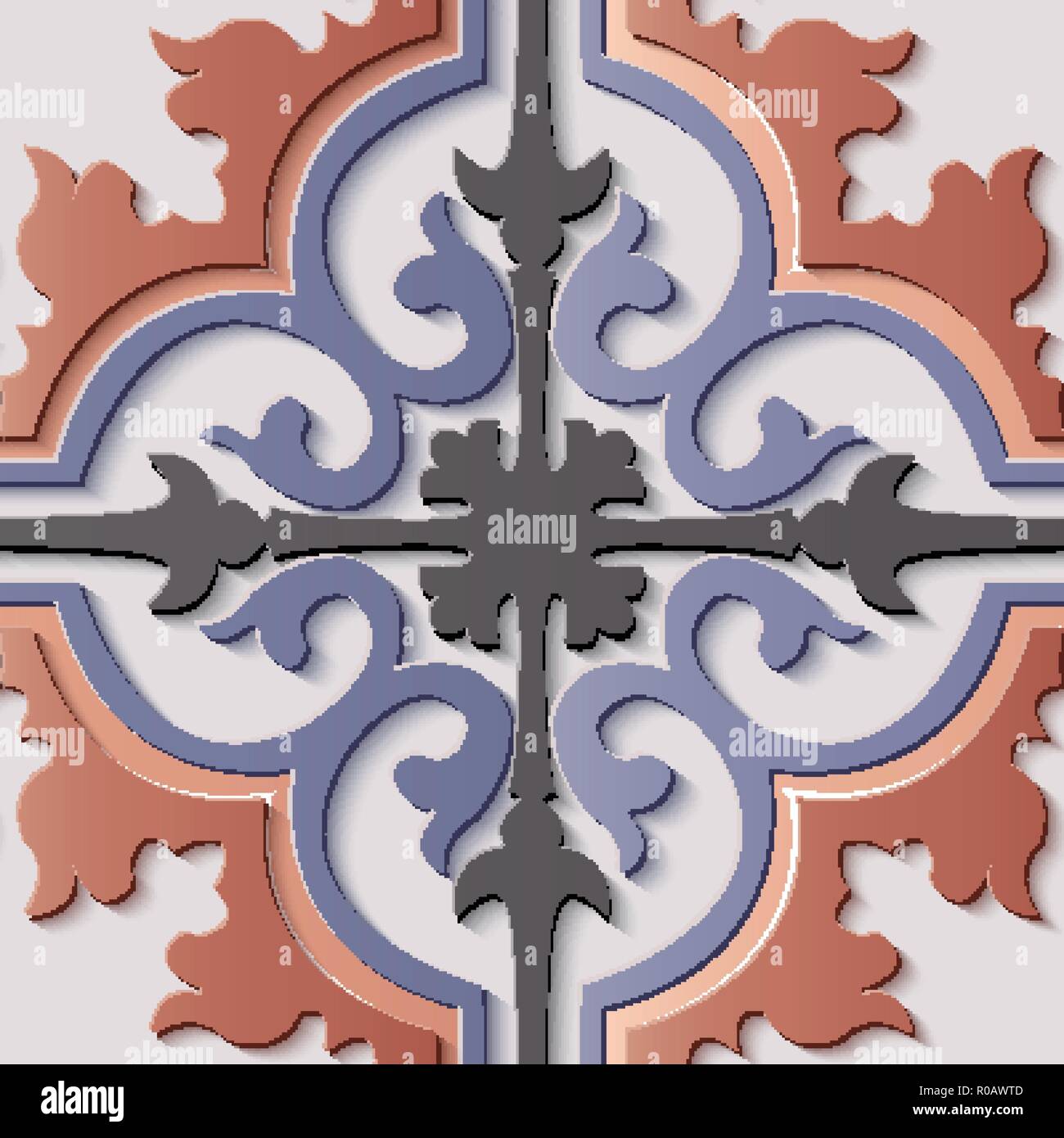 Seamless relief sculpture decoration retro pattern spiral curve cross ...