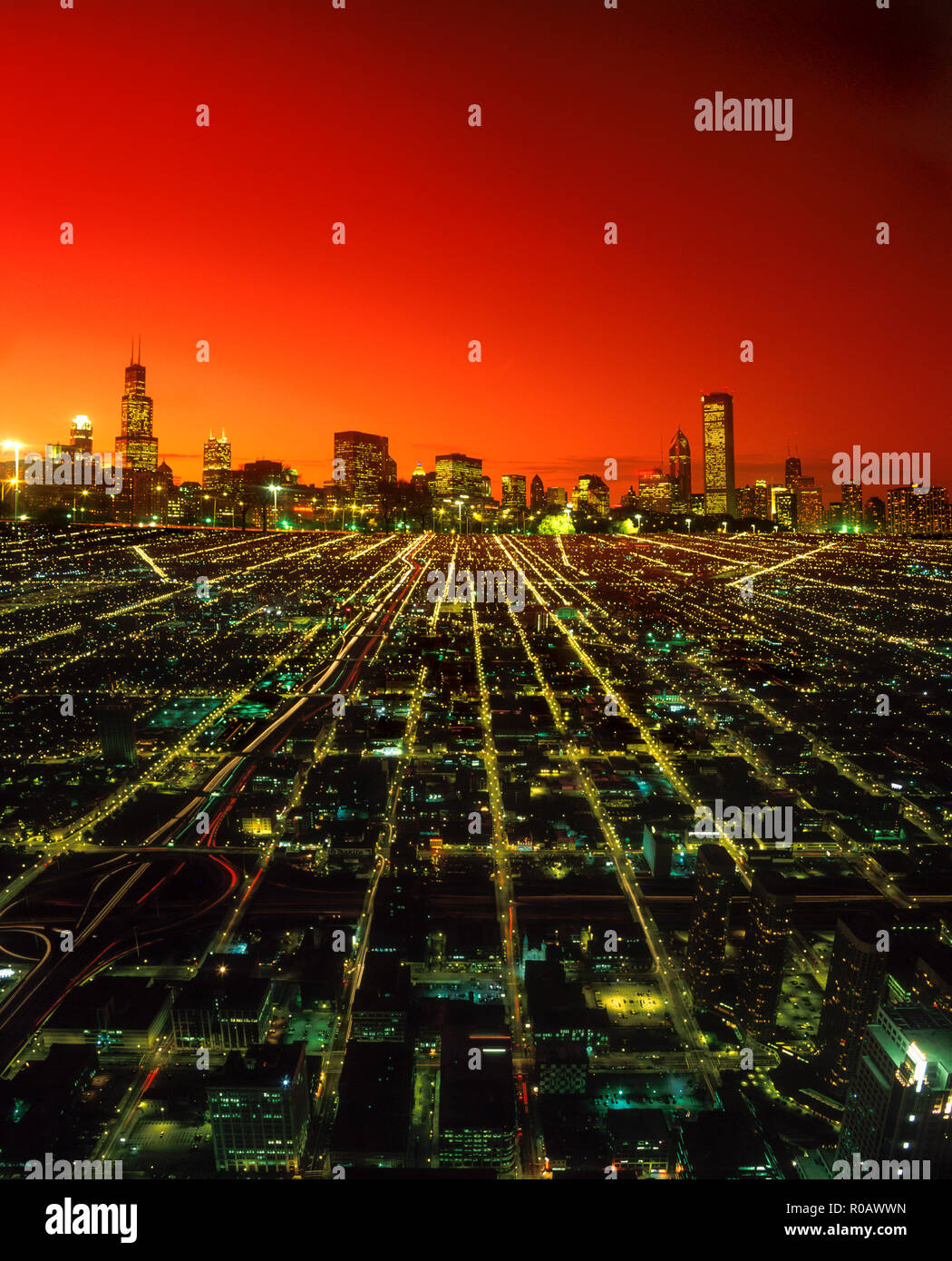SYMBOLIC DOWNTOWN SKYLINE SUBURBAN CHICAGO ILLINOIS USA Stock Photo - Alamy