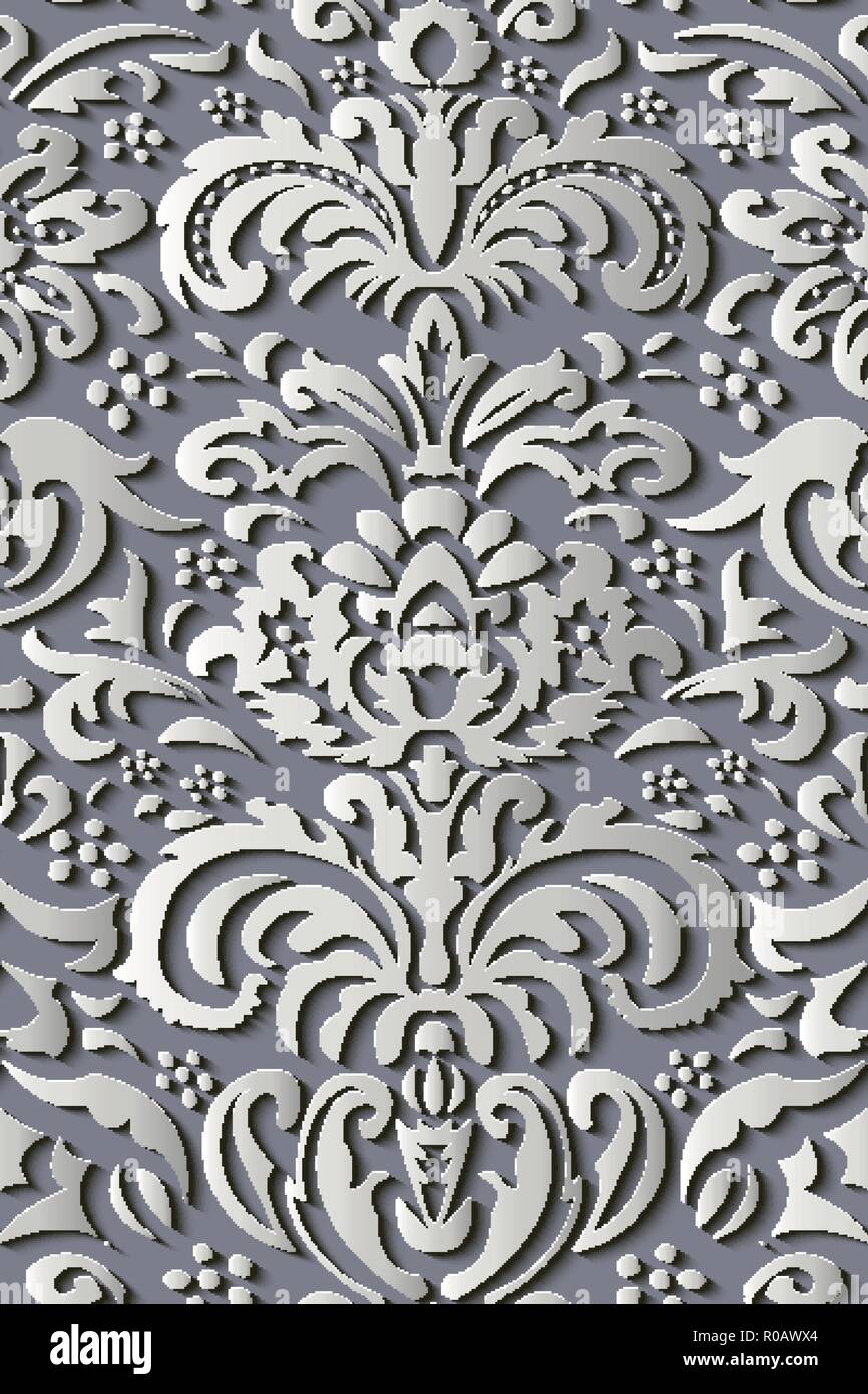 Seamless relief sculpture decoration retro pattern spiral curve plant ...